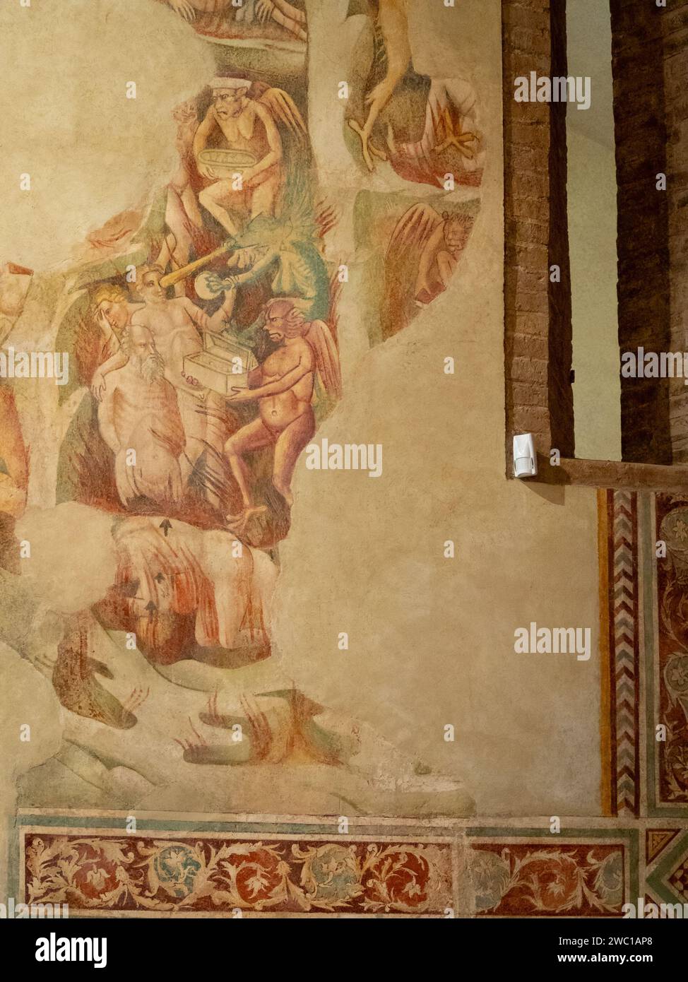 Hell wall fresco of the Church of San Lorenzo in Ponte, San Gimignano ...