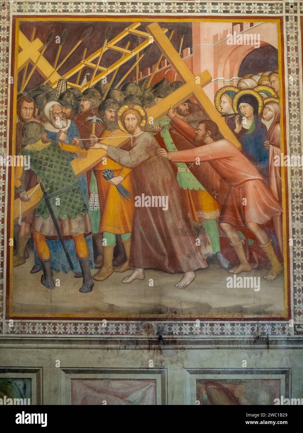 Jesus carrying the cross to Calvary, wall fresco by Lippo Memmi, at the ...