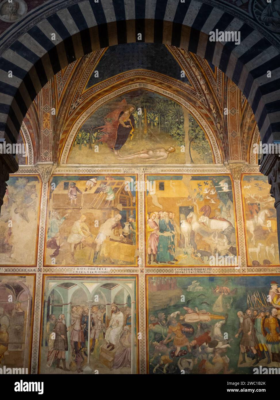 The Creation of Adam by Bartolo di Fredi, atop other wall frescos ...