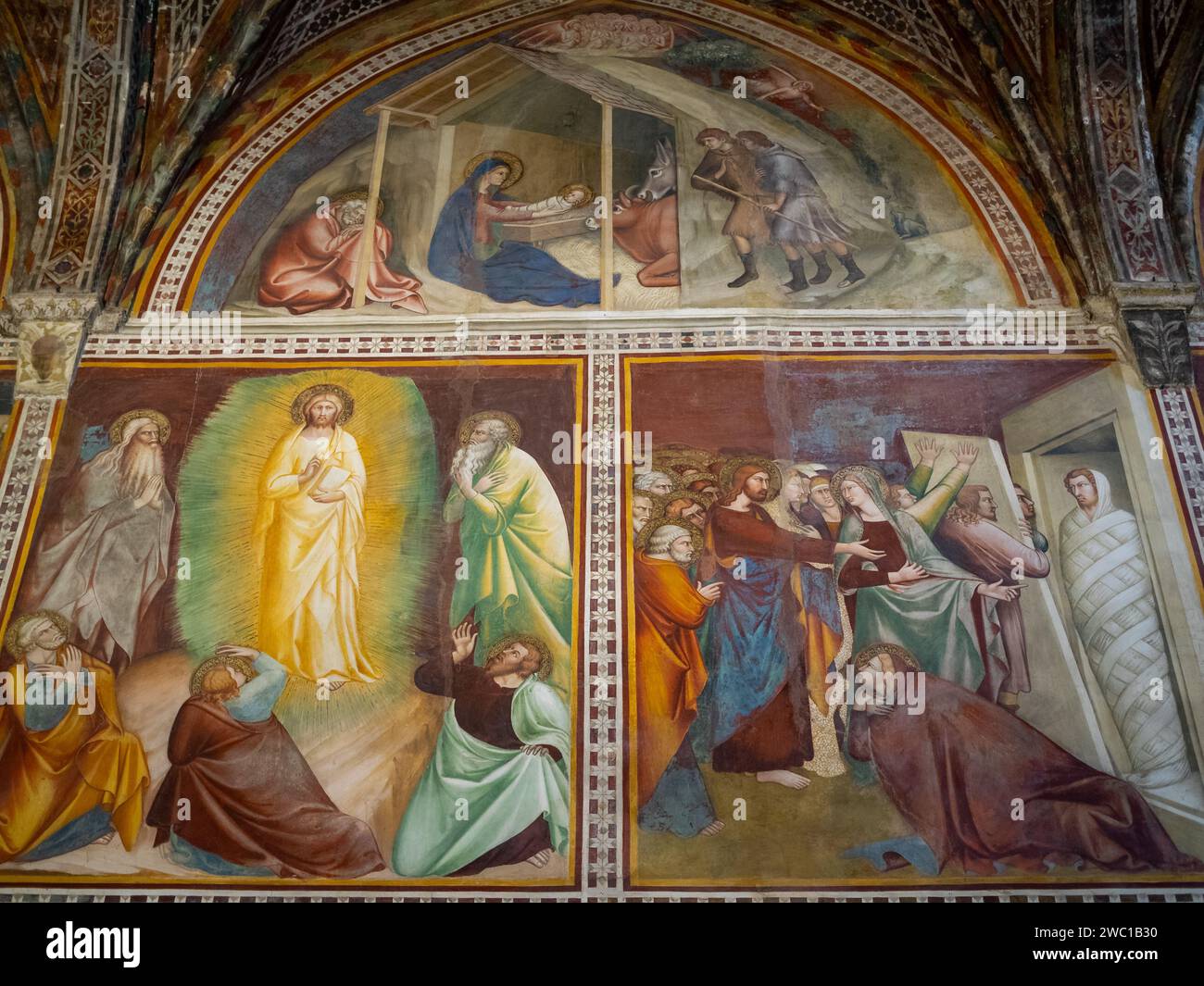 The Nativity and adoration of the shepherds, atop other New Testament ...