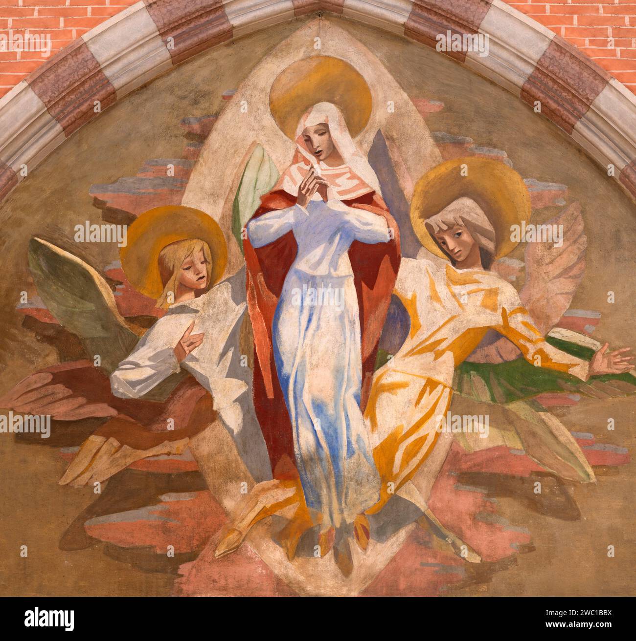 VICENZA, ITALY - NOVEMBER 5, 2023: The fresco of Assumption in the ...