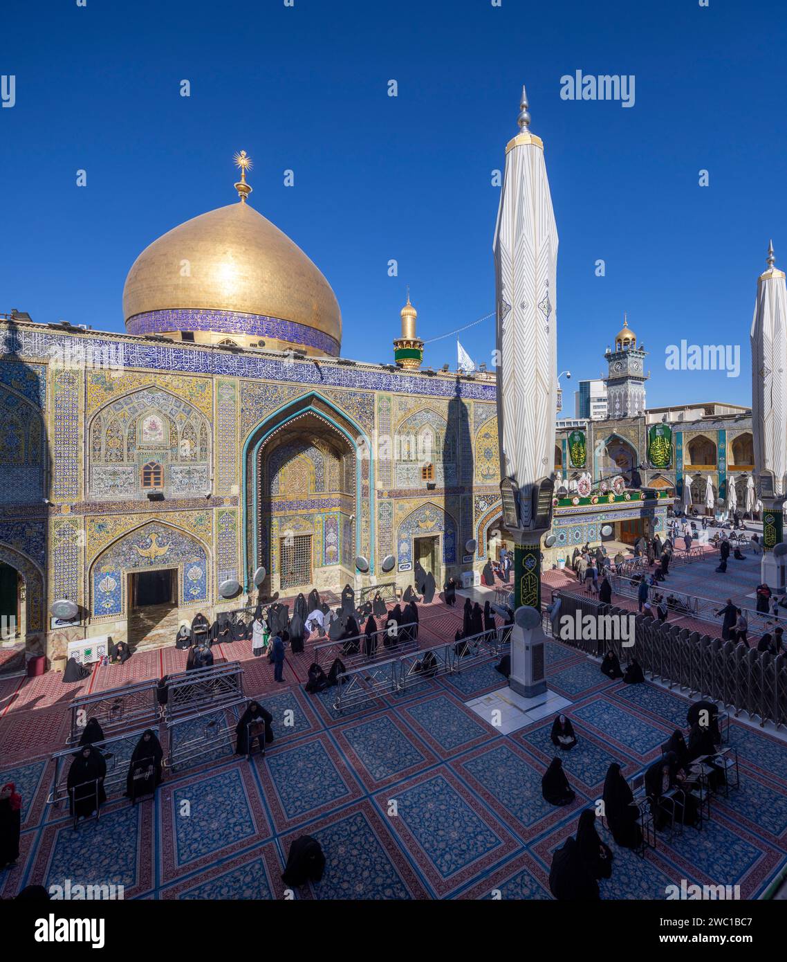 Pilgrims in the courtyard of the Shrine of Imam Husayn, Najaf, Iraq ...