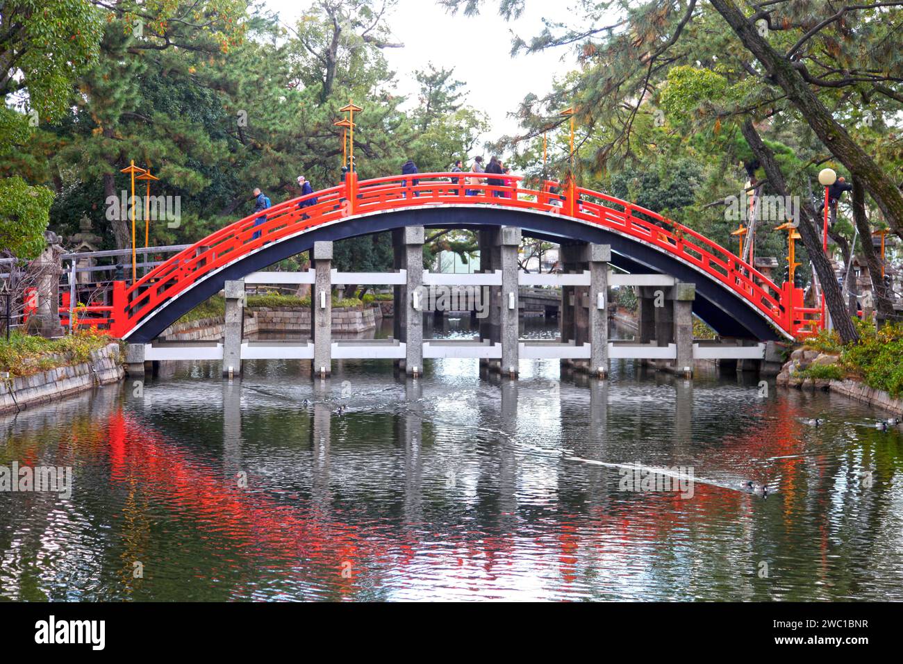 Arched Bridge to Sumiyoshi Taisha Grand Shrine in Osaka, Japan Stock ...