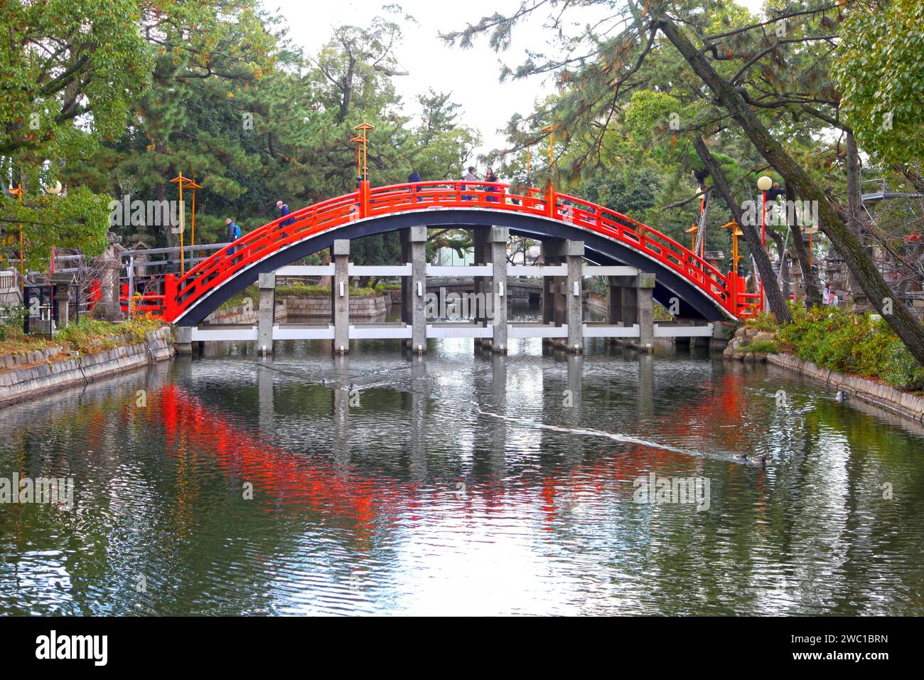 Arched Bridge to Sumiyoshi Taisha Grand Shrine in Osaka, Japan Stock ...