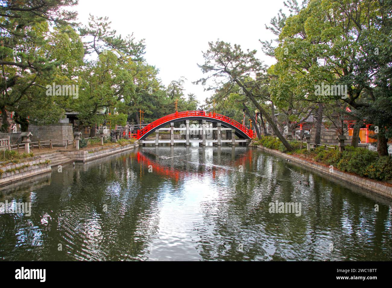 Arched Bridge to Sumiyoshi Taisha Grand Shrine in Osaka, Japan Stock ...