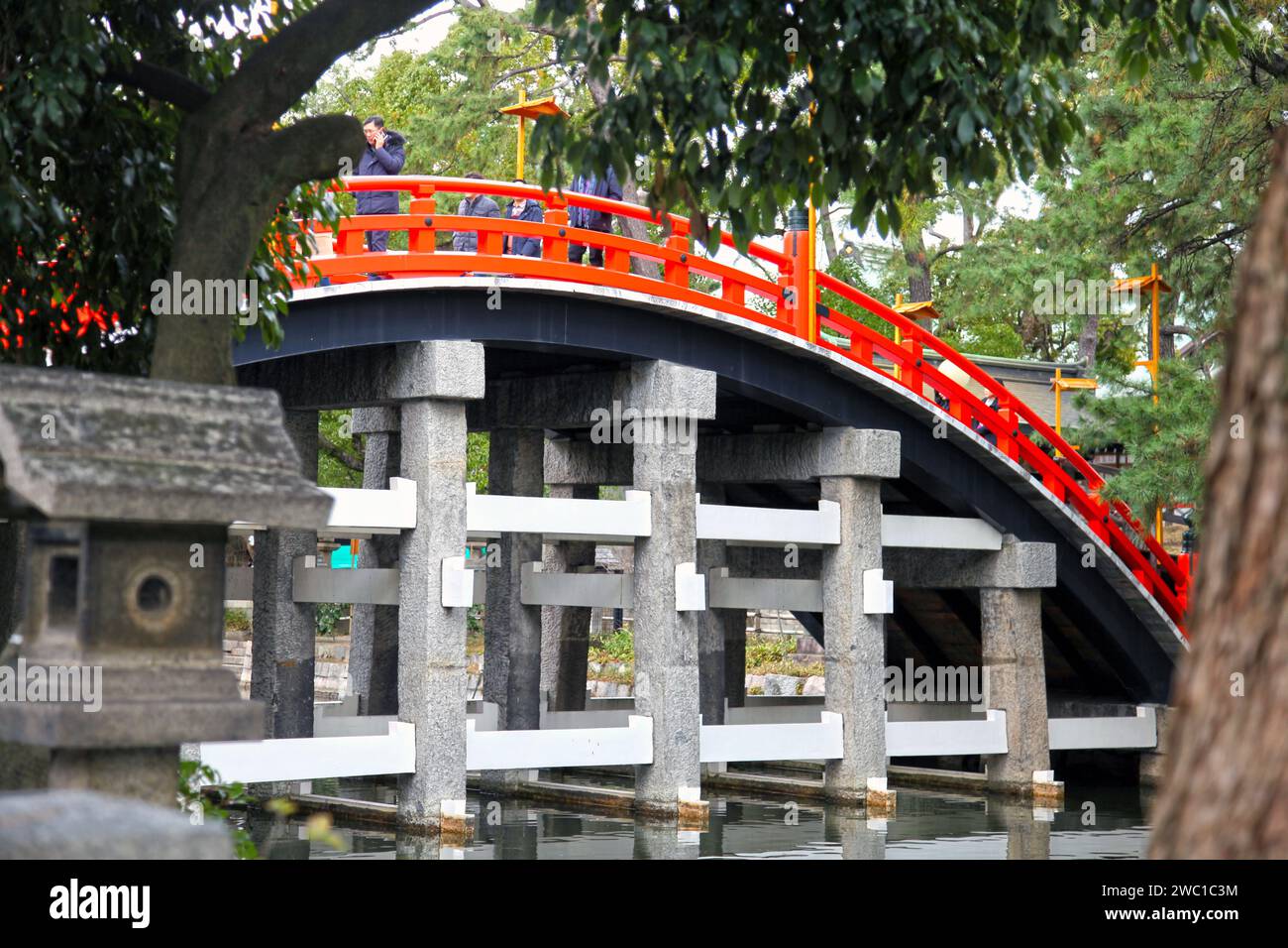 Arched Bridge to Sumiyoshi Taisha Grand Shrine in Osaka, Japan Stock ...