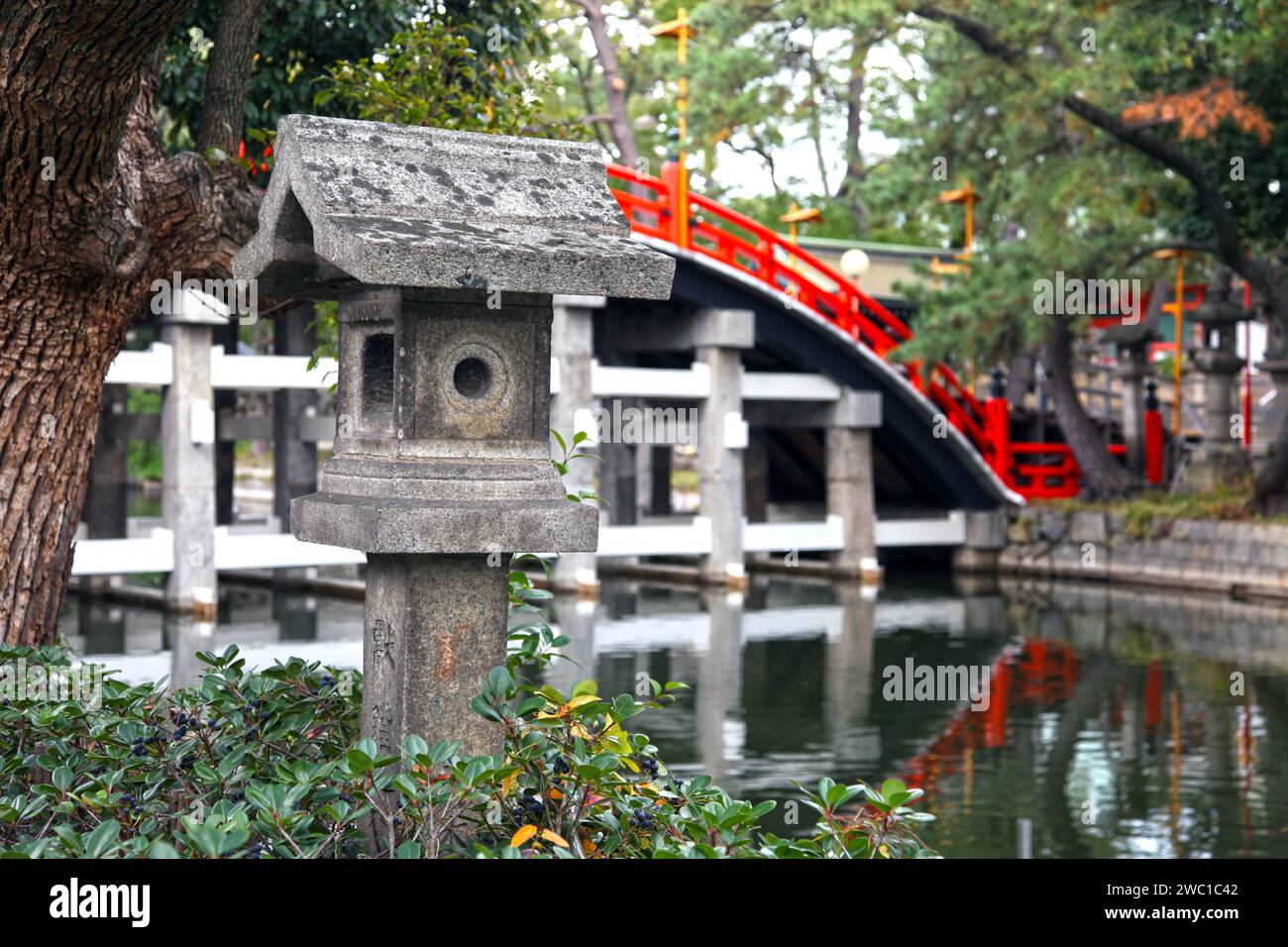 Arched Bridge to Sumiyoshi Taisha Grand Shrine in Osaka, Japan Stock ...