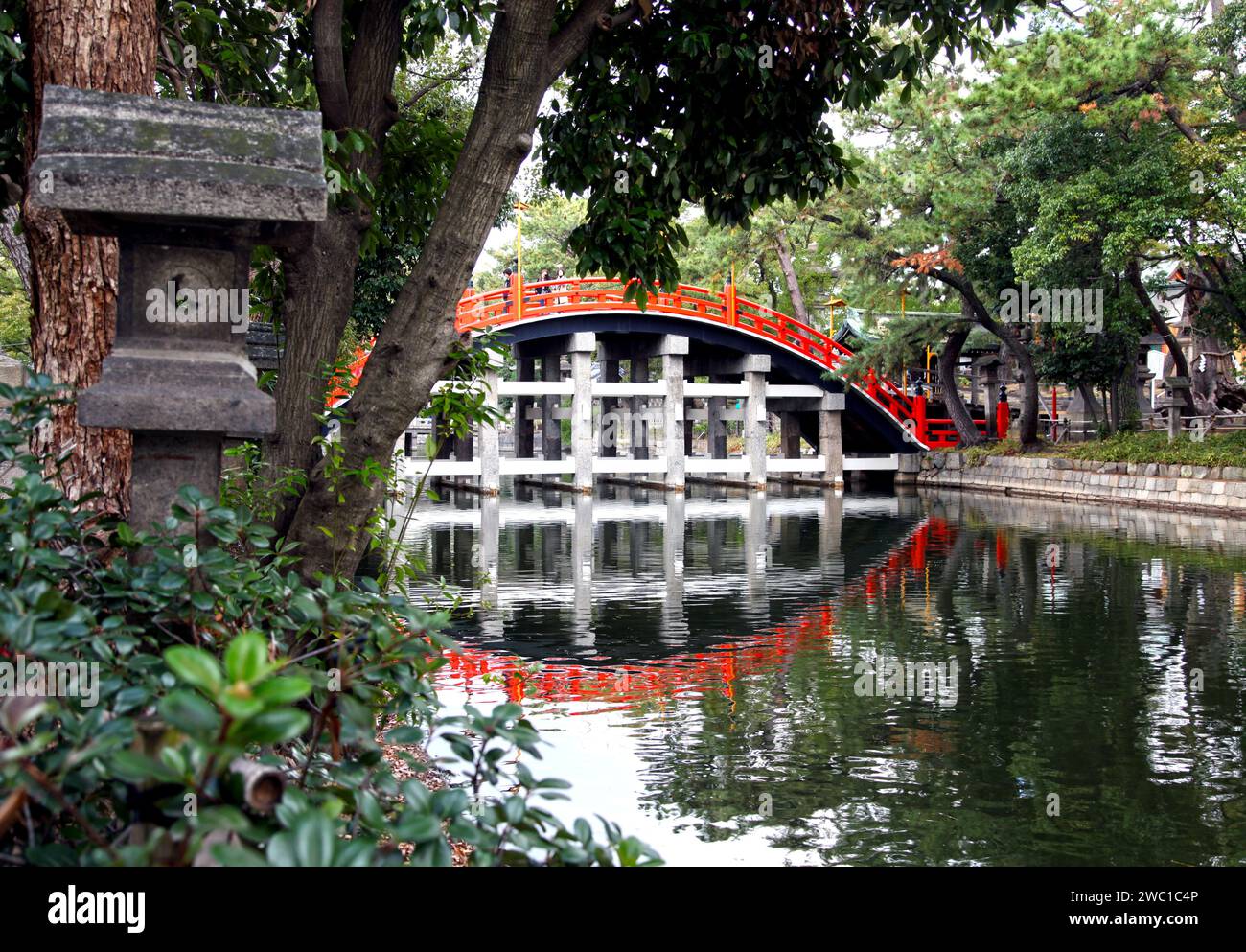 Arched Bridge to Sumiyoshi Taisha Grand Shrine in Osaka, Japan Stock ...