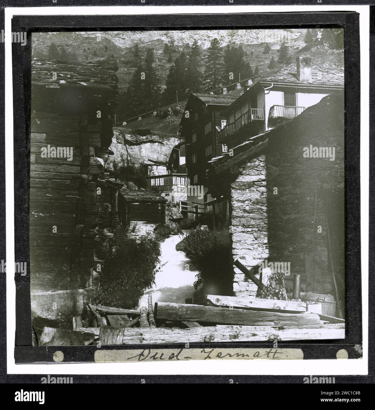 View of Zermatt, Anonymous, c. 1907 - c. 1935 photograph Zermatt Glass ...