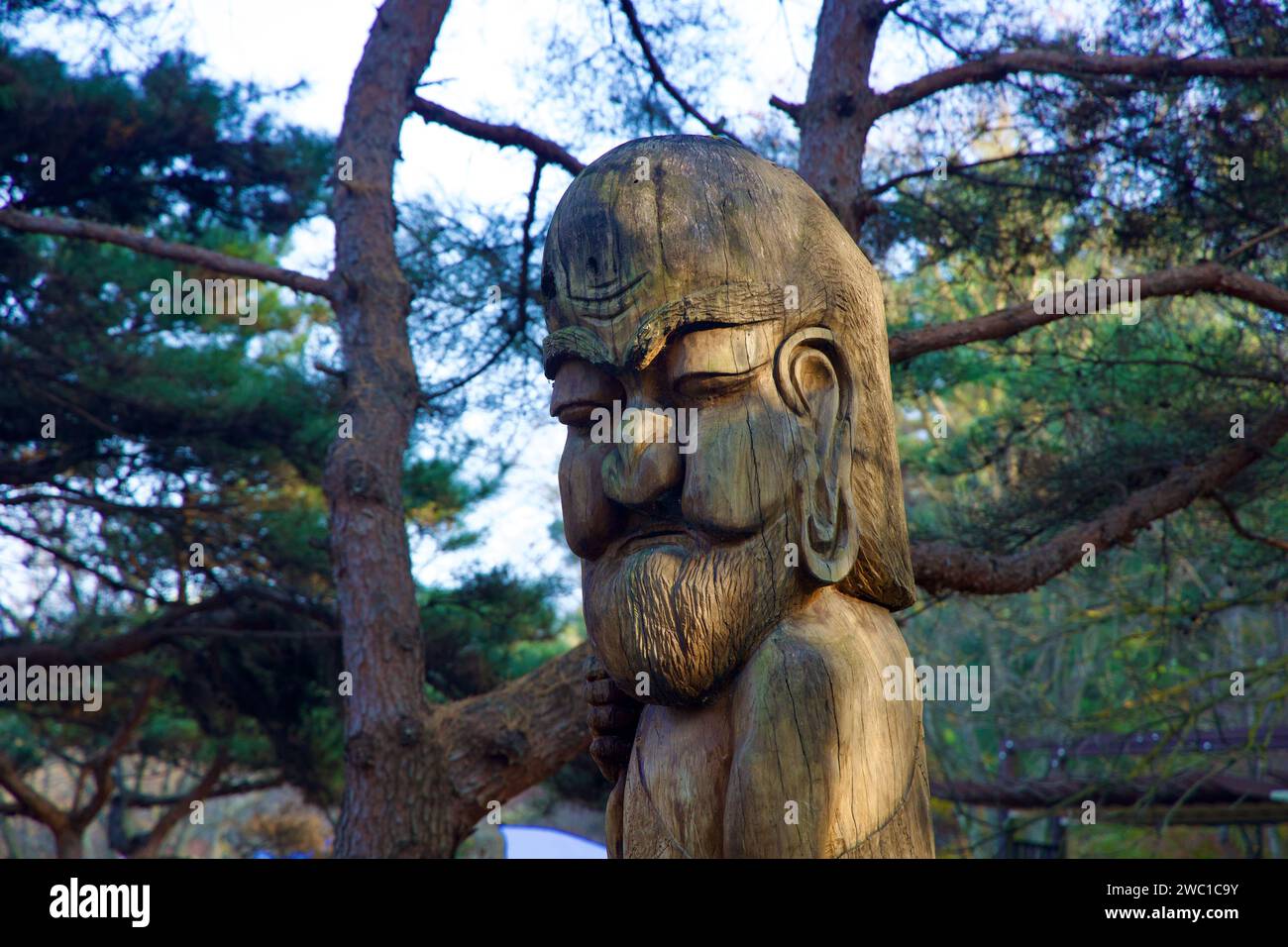 Sangju City, South Korea - November 18th, 2023: A close-up of a wooden ...