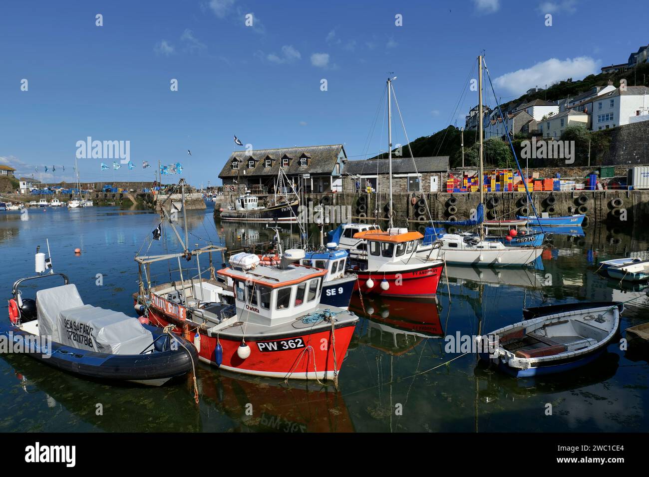 boats in the pretty harbour of Mevagissey, Cornwall,England,Uk Stock ...