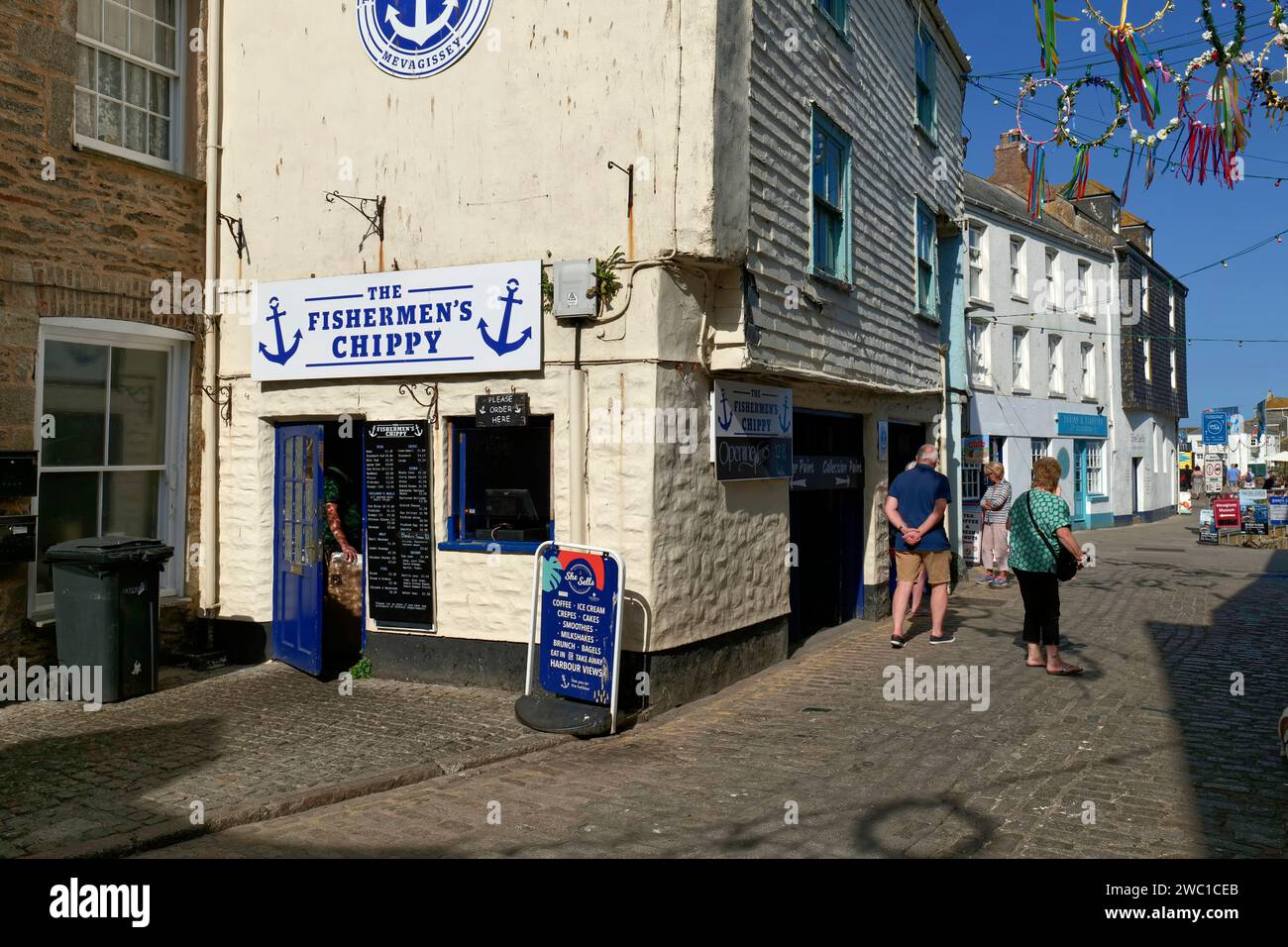 the Fishermen's Chippy fish and chip shop, Mevagissey, Cornwall,England ...