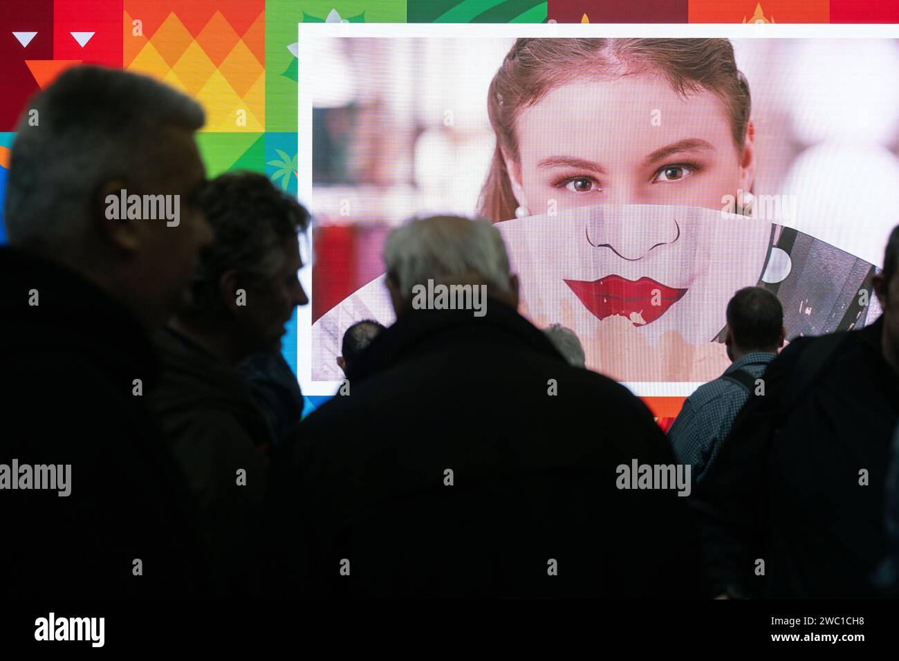 Stuttgart, Germany. 13th Jan, 2024. A projection can be seen on a wall ...