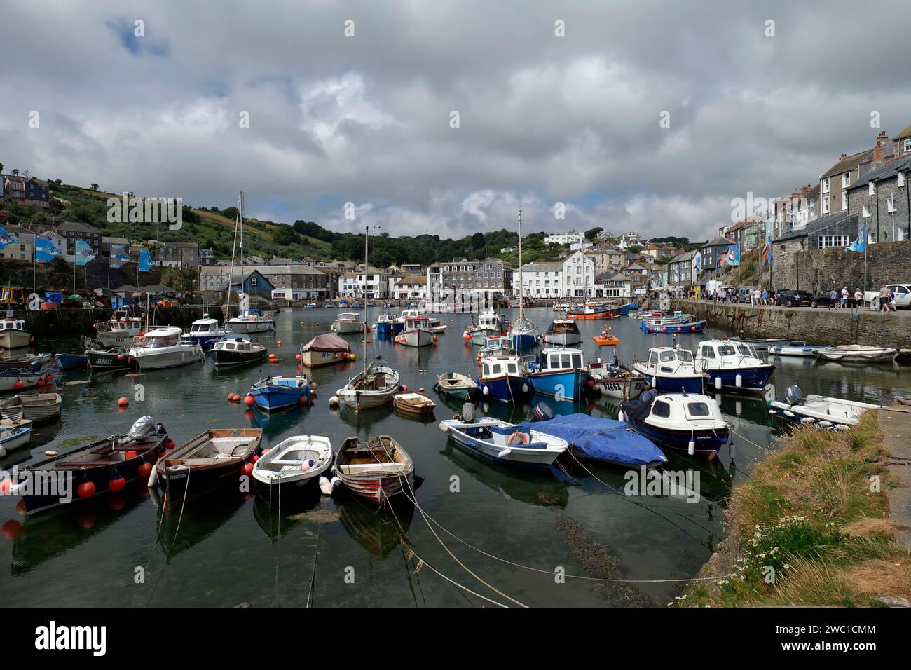 boats in the pretty harbour of Mevagissey, Cornwall,England,Uk Stock ...