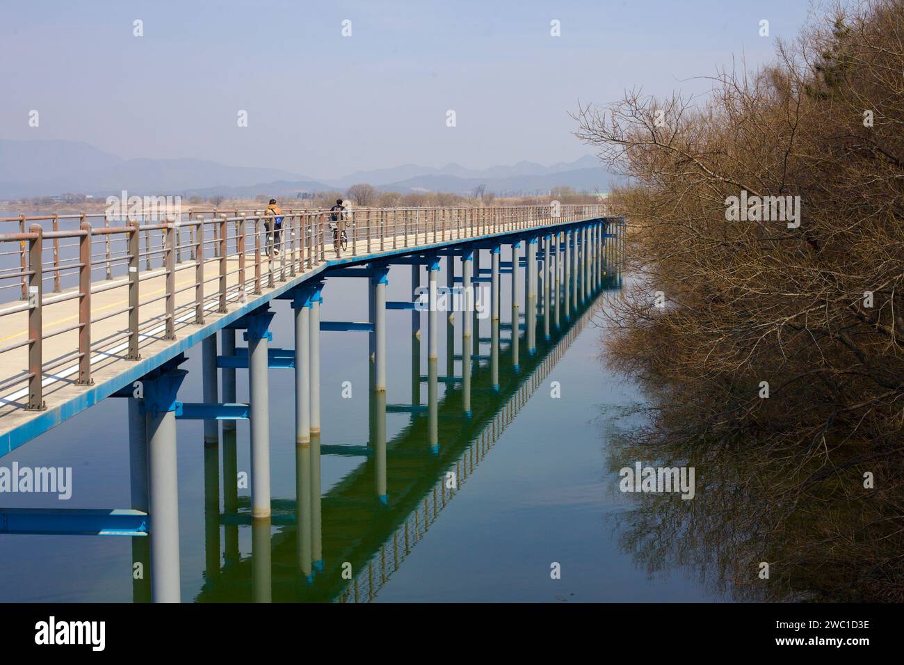 Gumi City, South Korea - March 9, 2017: Cyclists enjoy a ride on the ...