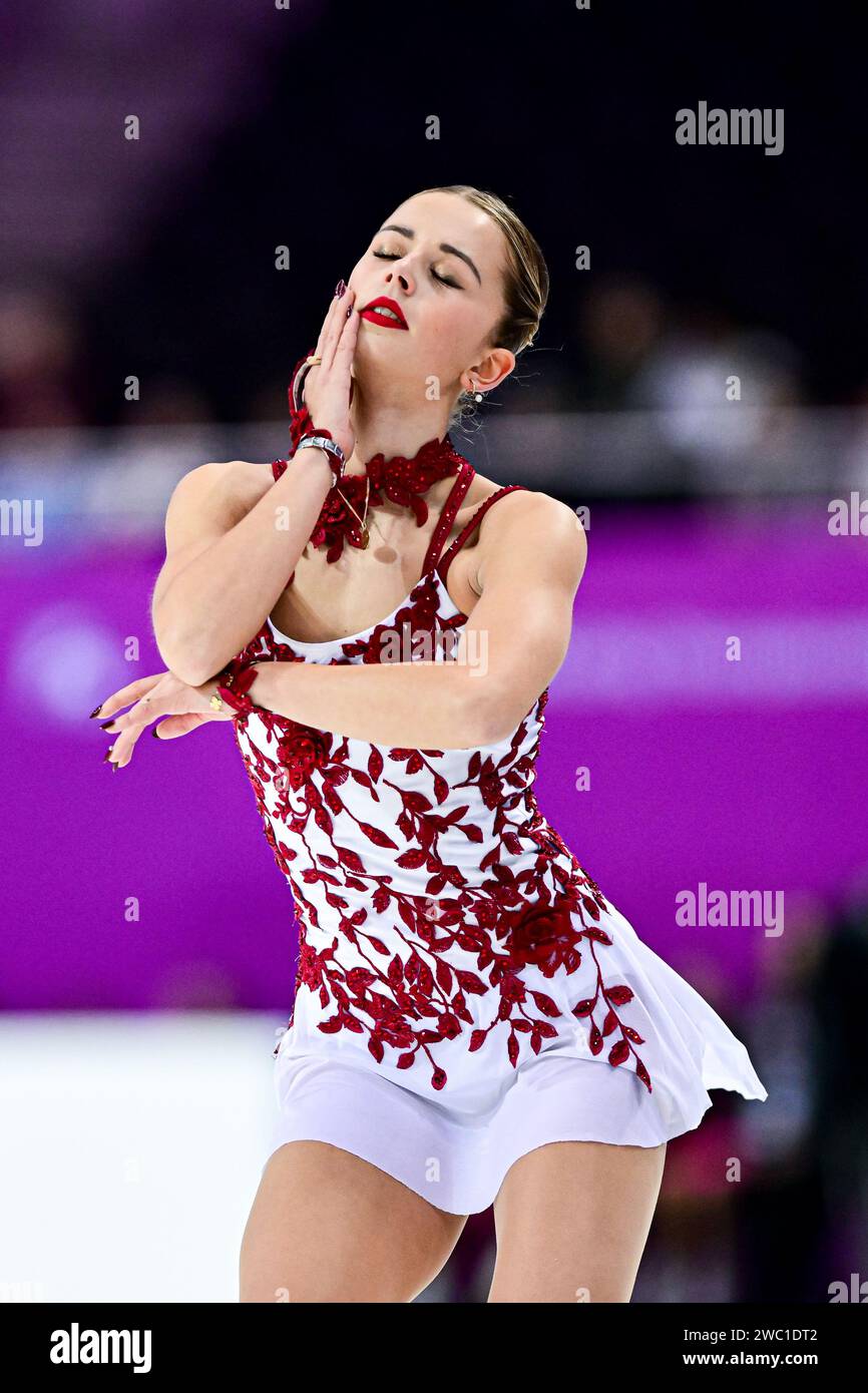 Jade HOVINE (BEL), during Women Free Skating, at the ISU European Figure Skating Championships ...