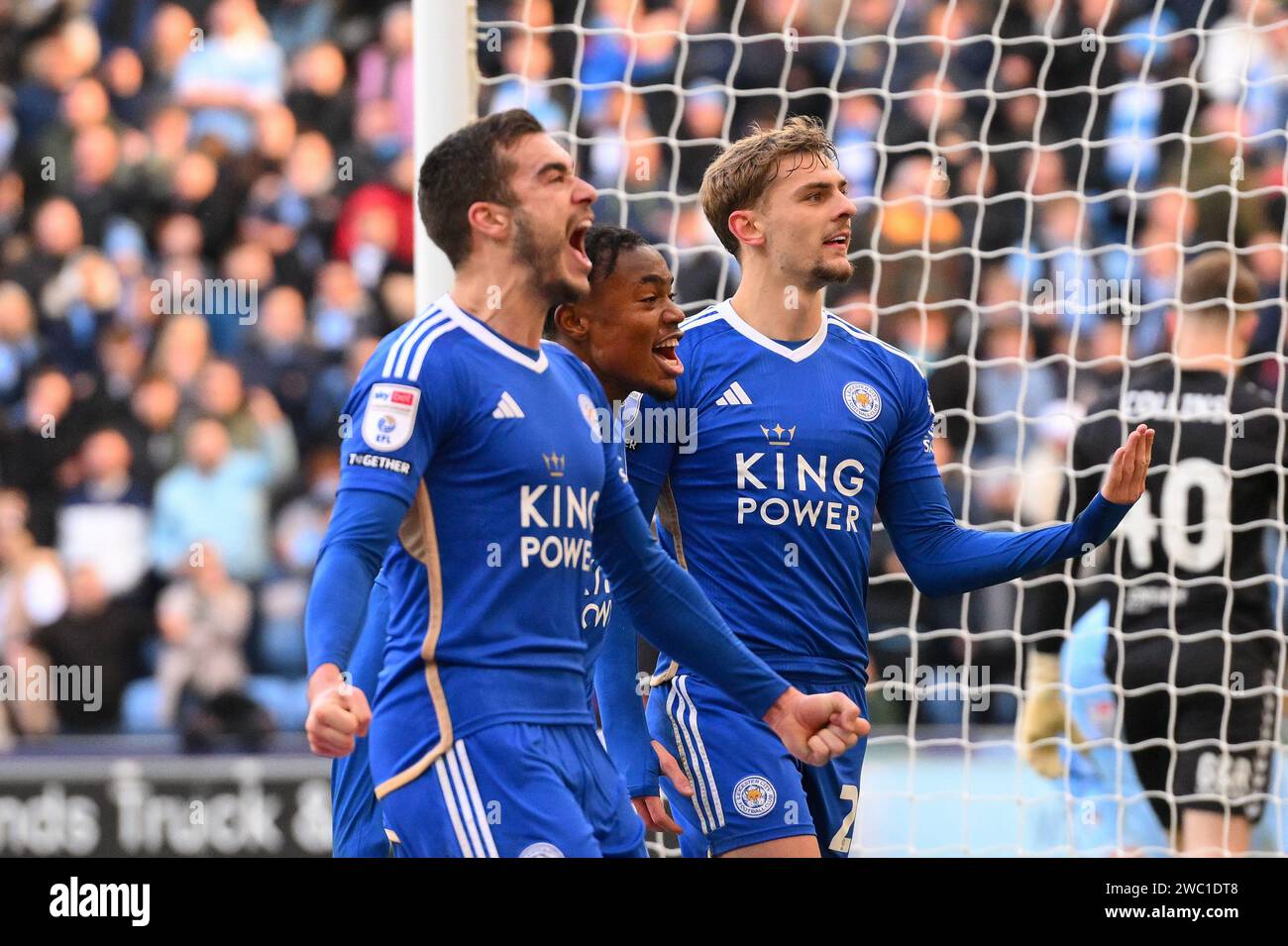 Kiernan Dewsbury-Hall of Leicester City celebrates with Abdul Issahaku ...
