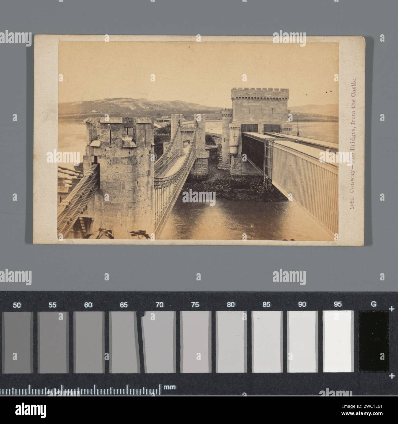 Conway Suspension Bridge, seen from Conwy Castle, c. 1860 - c. 1880 ...