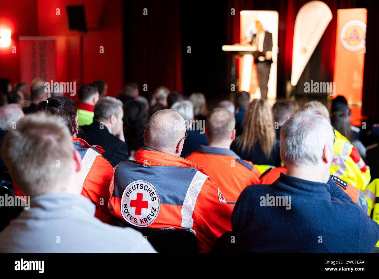 Brunswick, Germany. 13th Jan, 2024. Emergency personnel from various ...