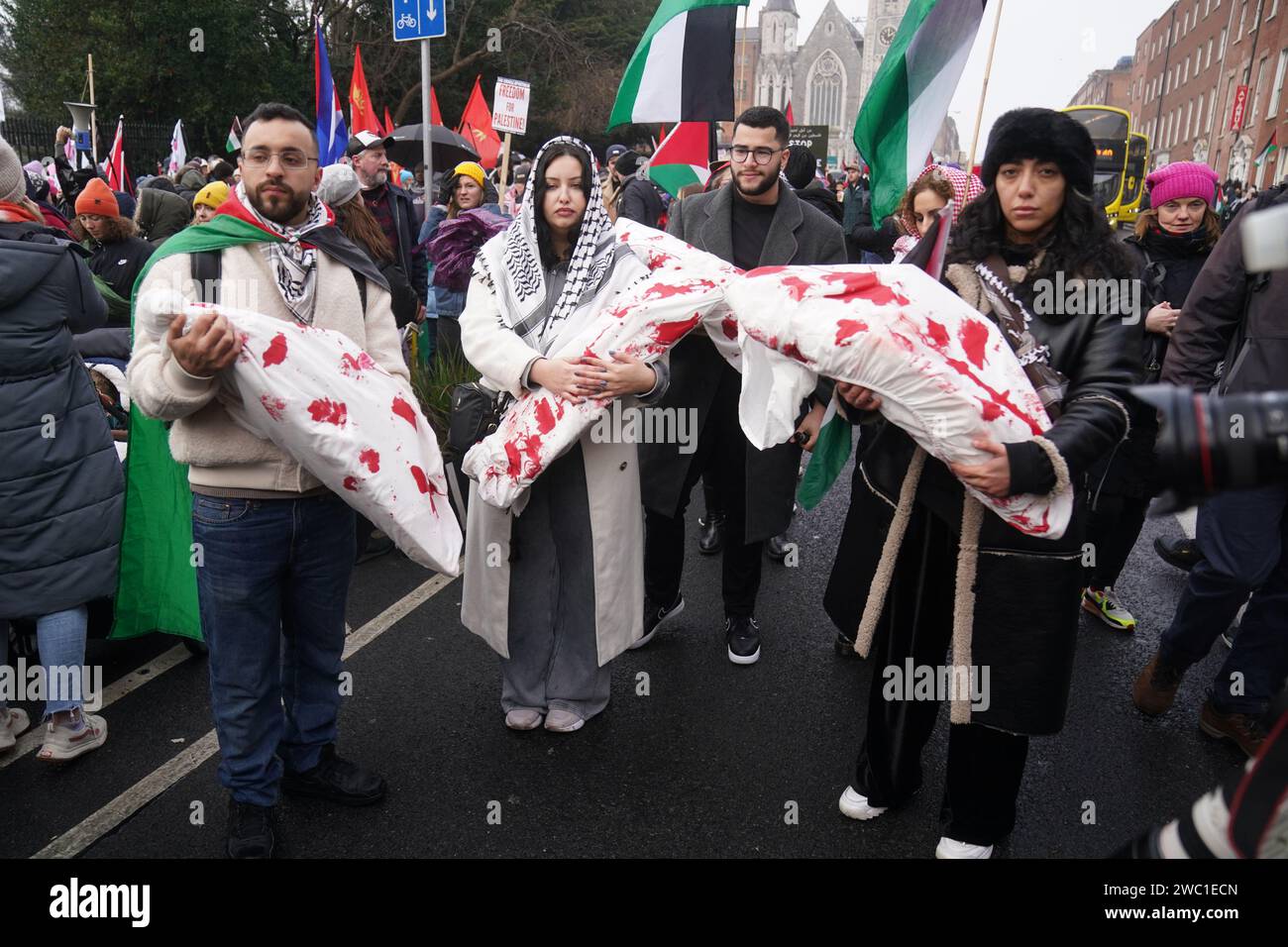 Protesters from the Ireland-Palestine Solidarity Campaign during a ...