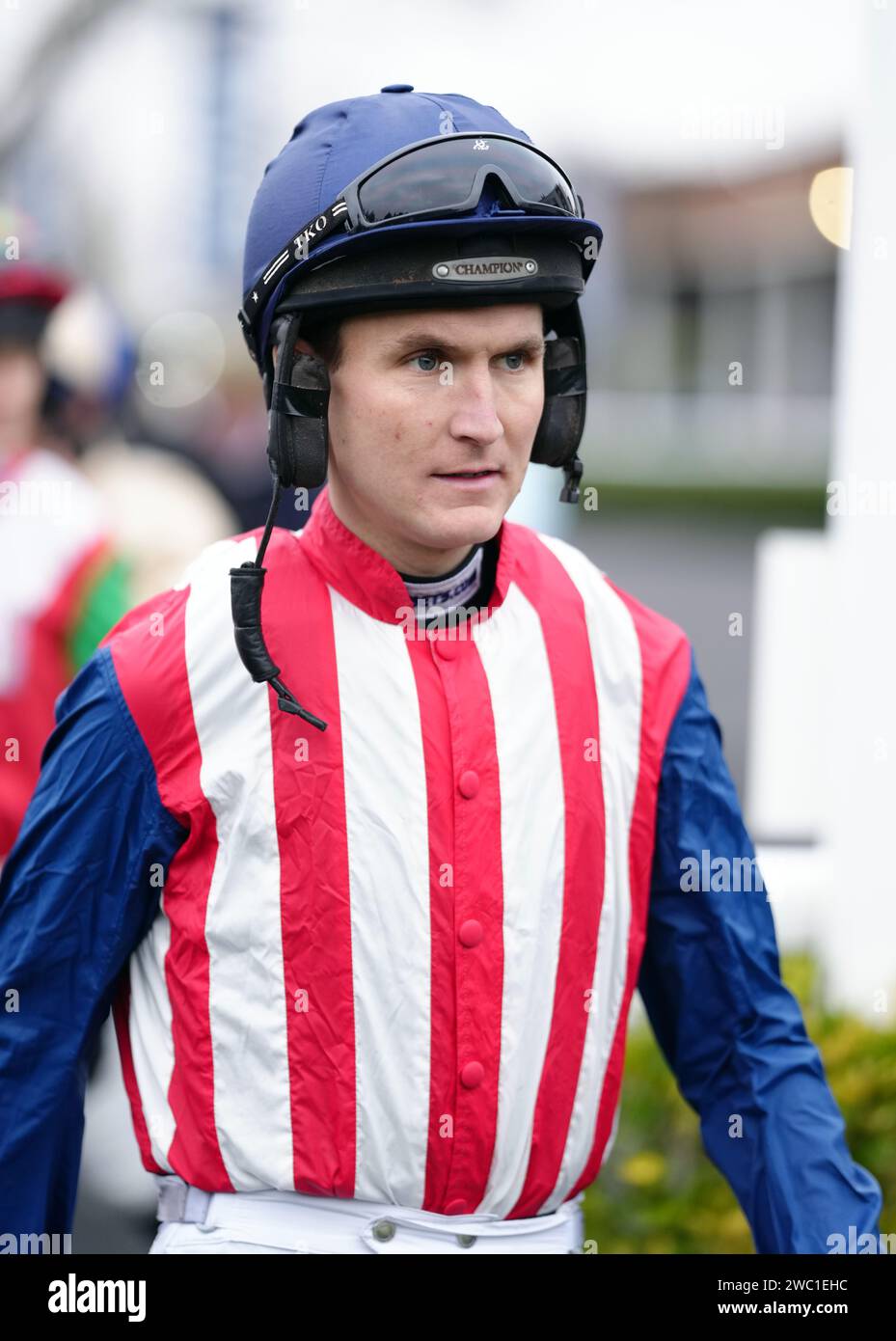 Jockey Thomas Bellamy at Kempton Park, Sunbury-on-Thames. Picture date ...