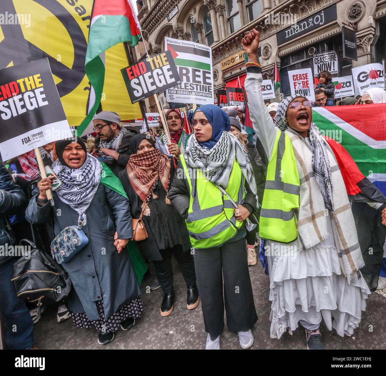 London, UK. 13th Jan, 2024. The first organised pro-Palestinian march ...