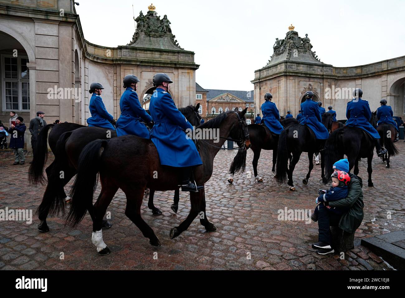 Soldiers from the Danish Guard Hussar regiment ride outside the Royal ...