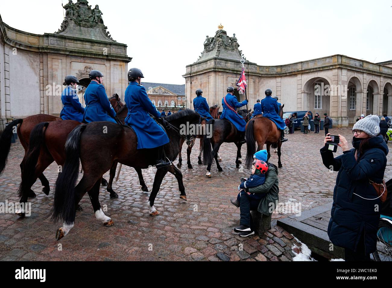 Soldiers from the Danish Guard Hussar regiment ride outside the Royal ...
