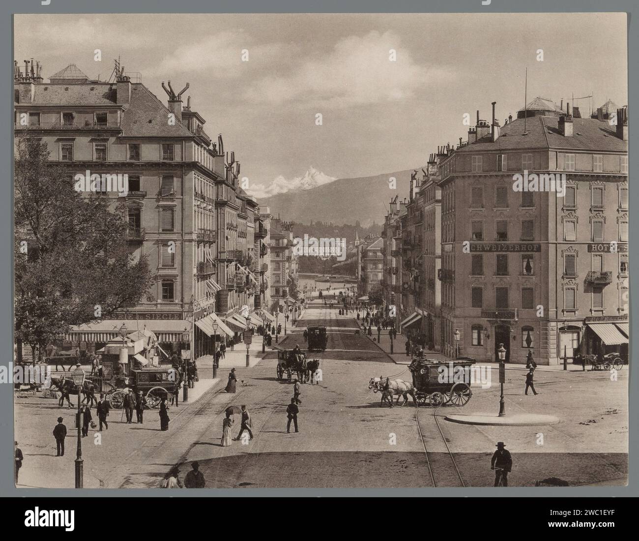 View of the Rue du Mont -Blanc in Geneva, Anonymous, 1870 - 1930 ...