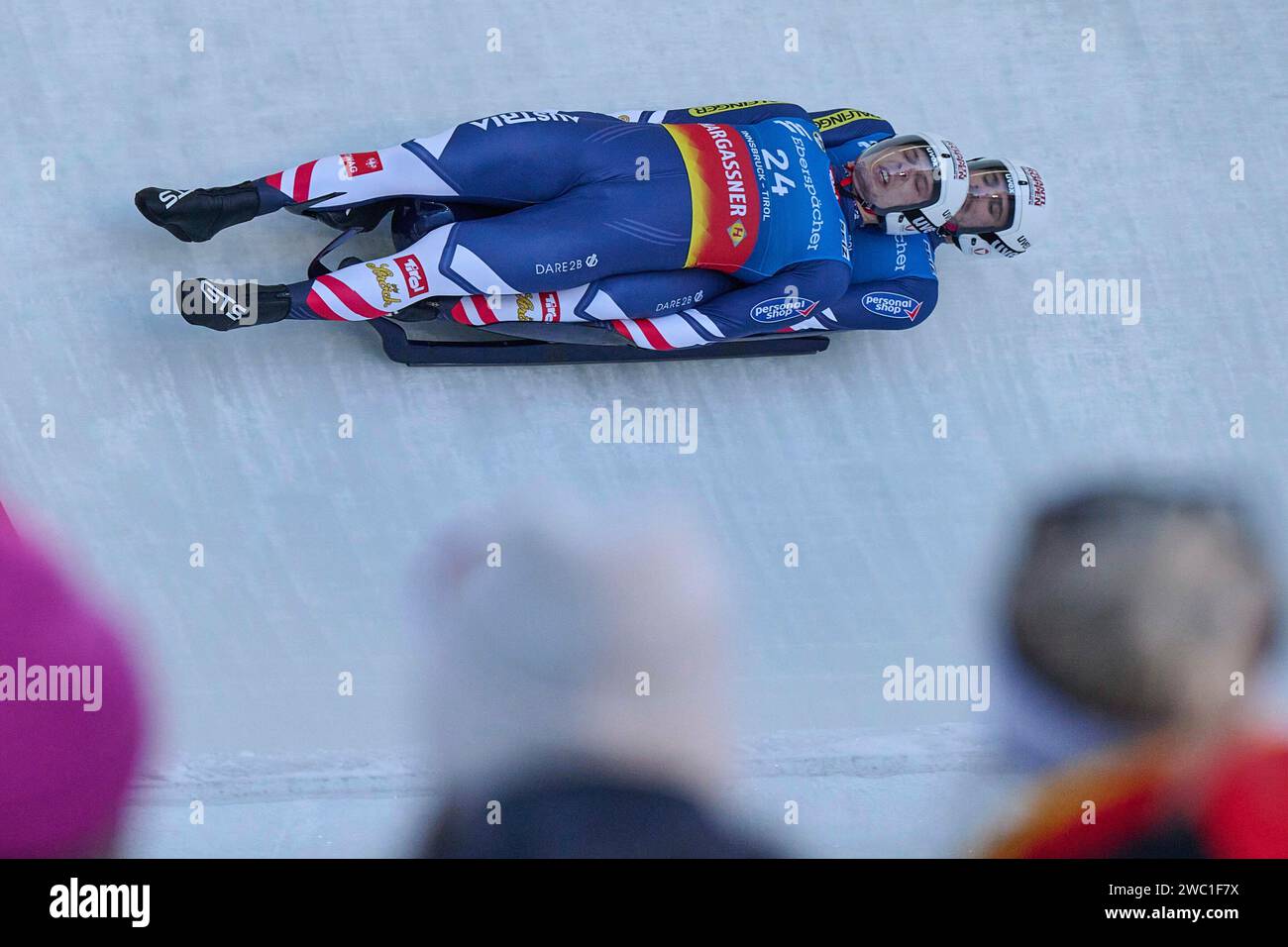 Innsbruck, Österreich 13.- 14. Januar 2024: Eberspächer Rennrodel ...