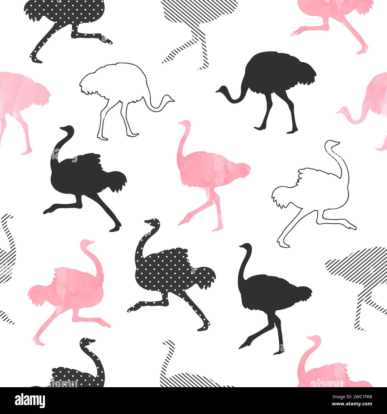Ostrich textile Stock Vector Images - Alamy