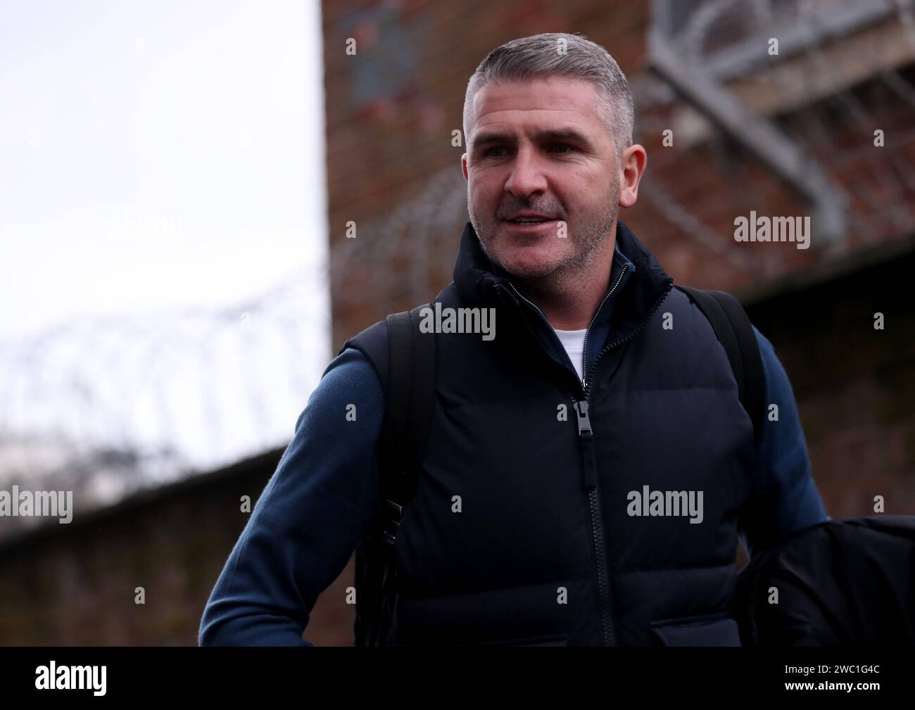 Preston North End manager Ryan Lowe arrives at the ground ahead of the ...