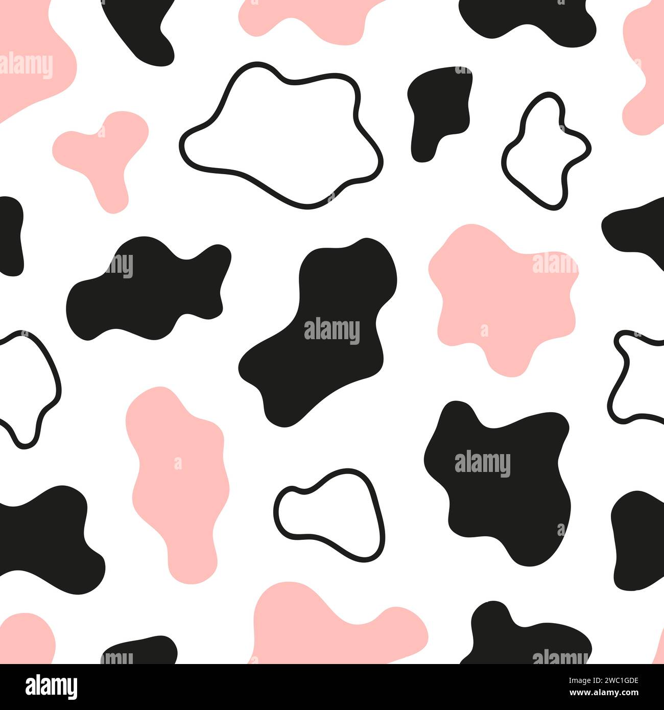 Cow print seamless pattern in pink and black colors. Vector trendy ...