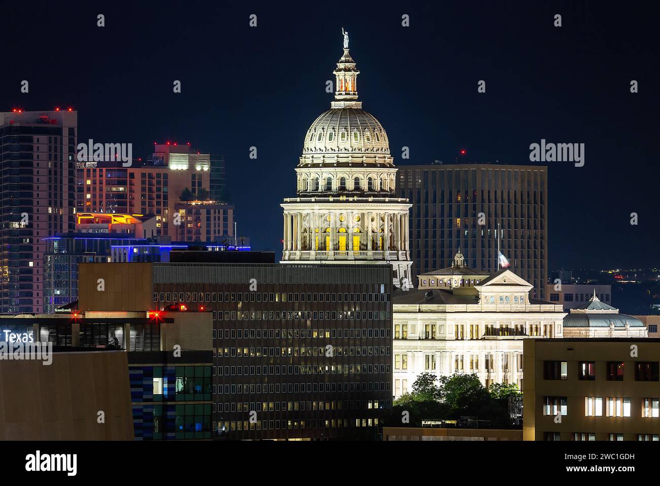 Downtown Austin with State Capitol Stock Photo - Alamy