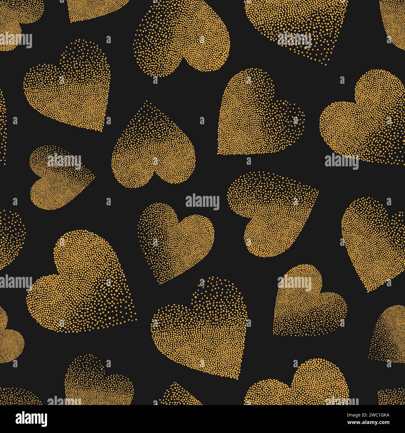Gold hearts pattern. Vector seamless golden heart background Stock ...