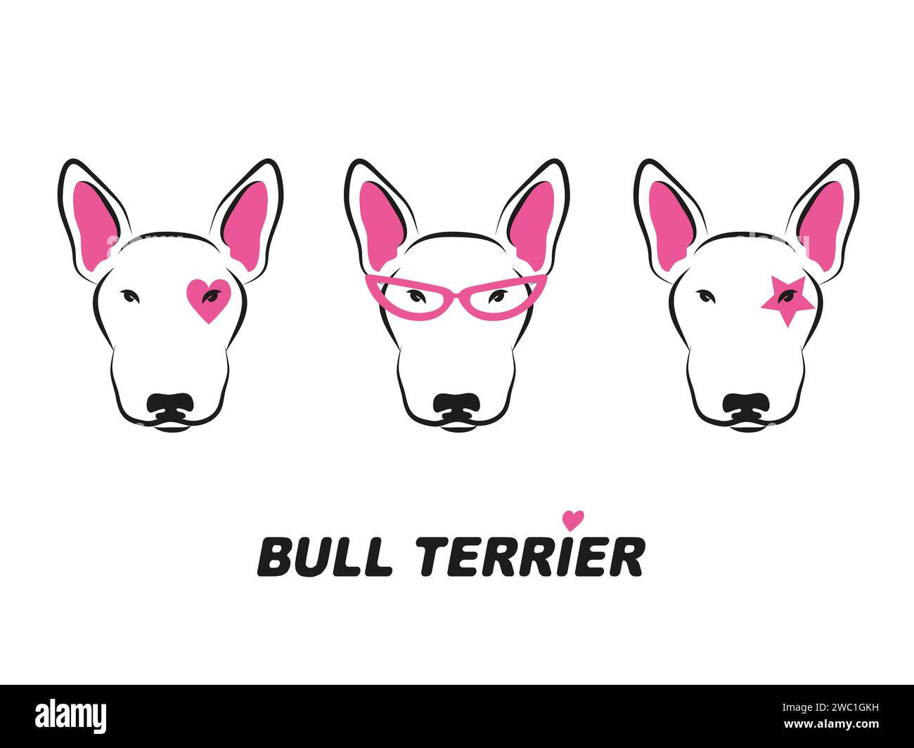 Bull terrier vector illustration. Cute dogs faces Stock Vector Image ...