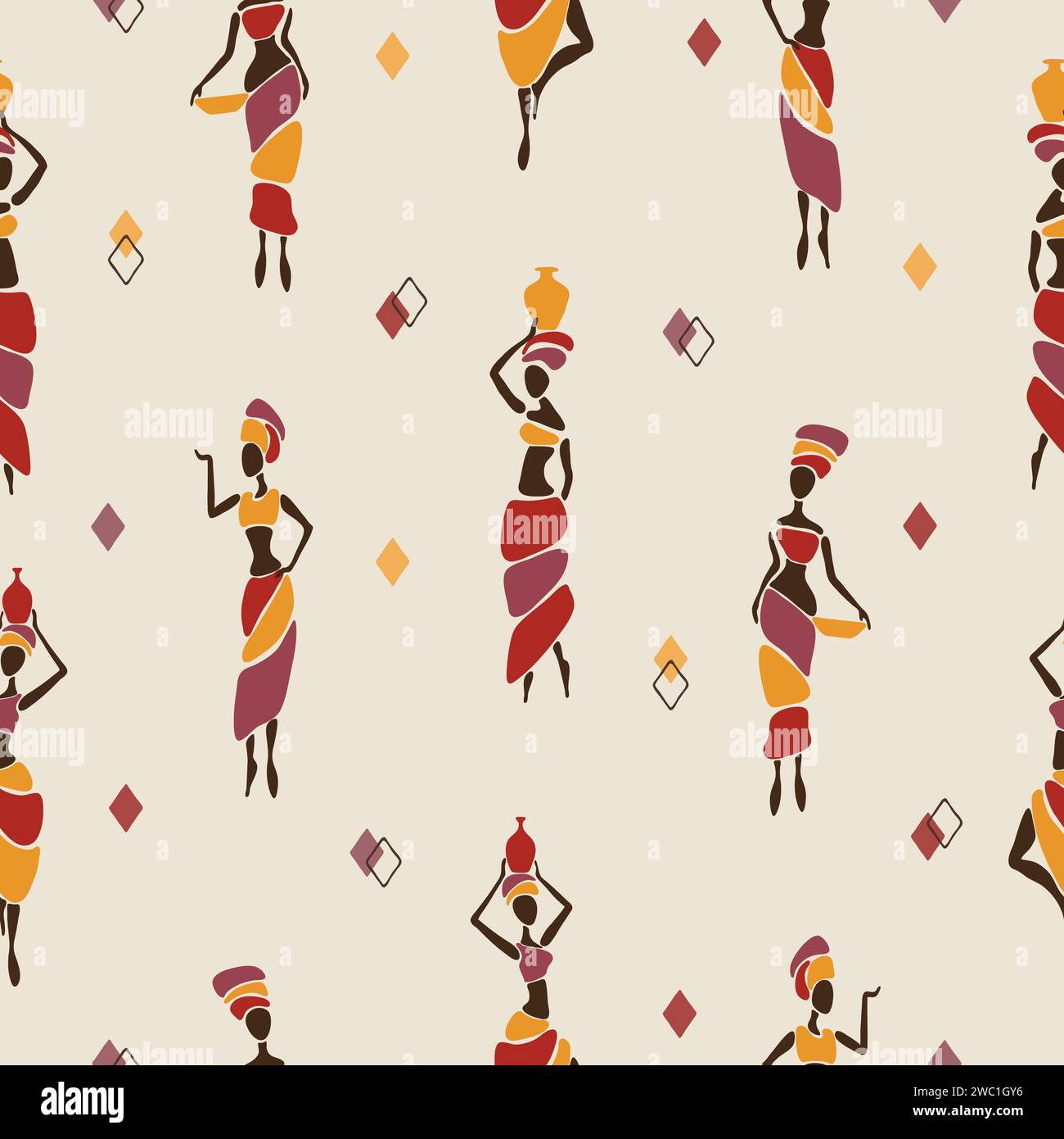 African women seamless pattern. Vector illustration Stock Vector Image ...