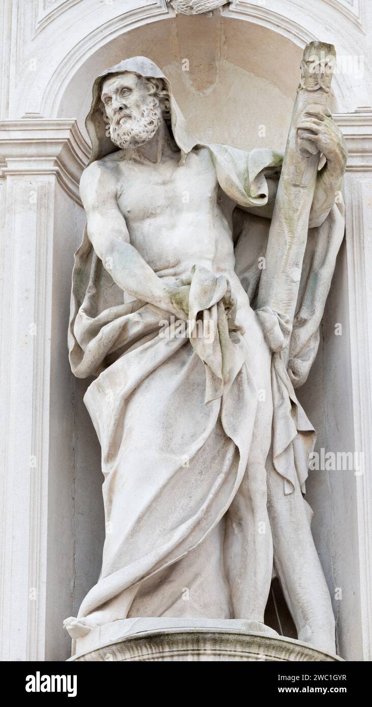 Vicenza - The statue of St. Jude Andrew the Apostle on the facade of ...