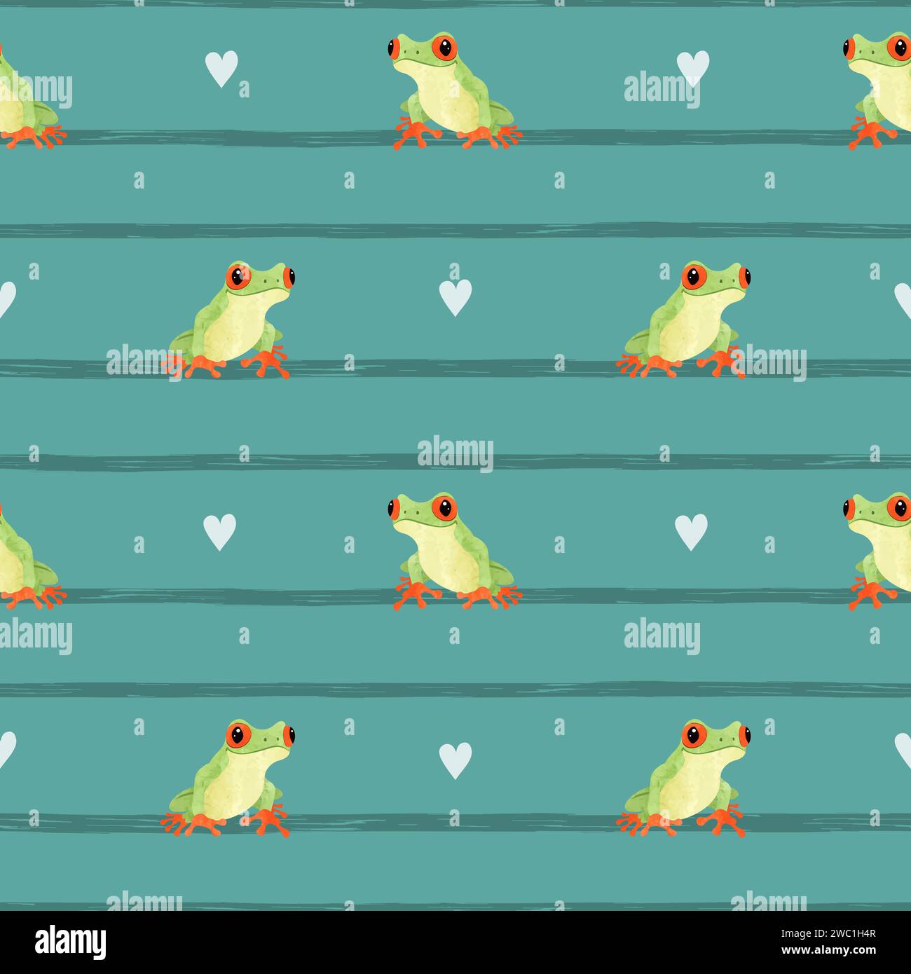 Cute tree frog pattern. Seamless stiped background, fabric design Stock ...