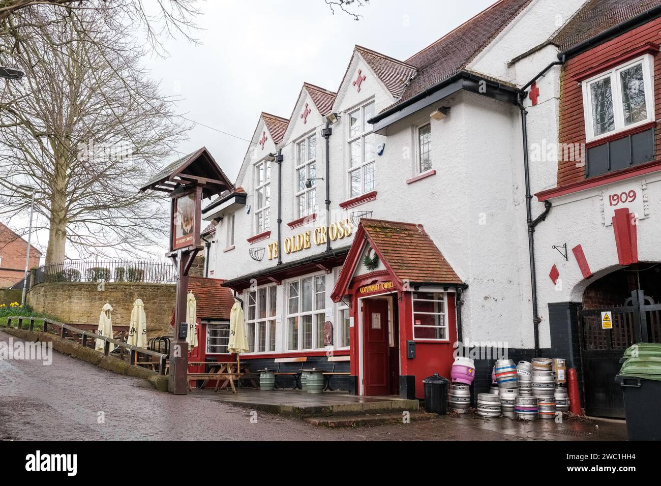 Ryton England: 17th March 2023 Ye Olde Cross Inn a traditional British ...