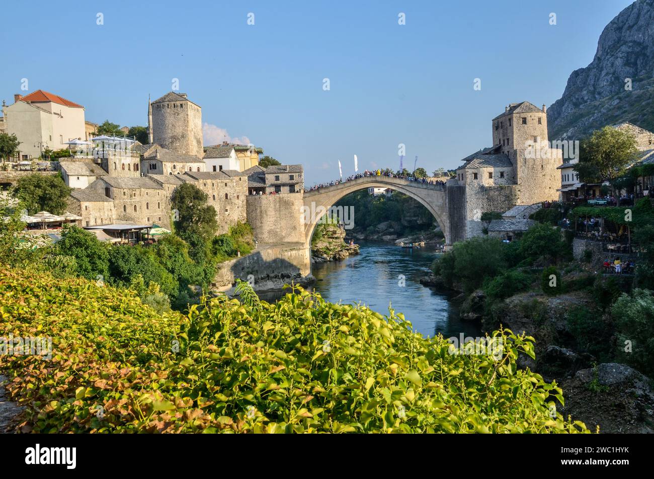 Famous Old bridge in Mostar, Bosnia and Herzegovina. Old stone bridge ...