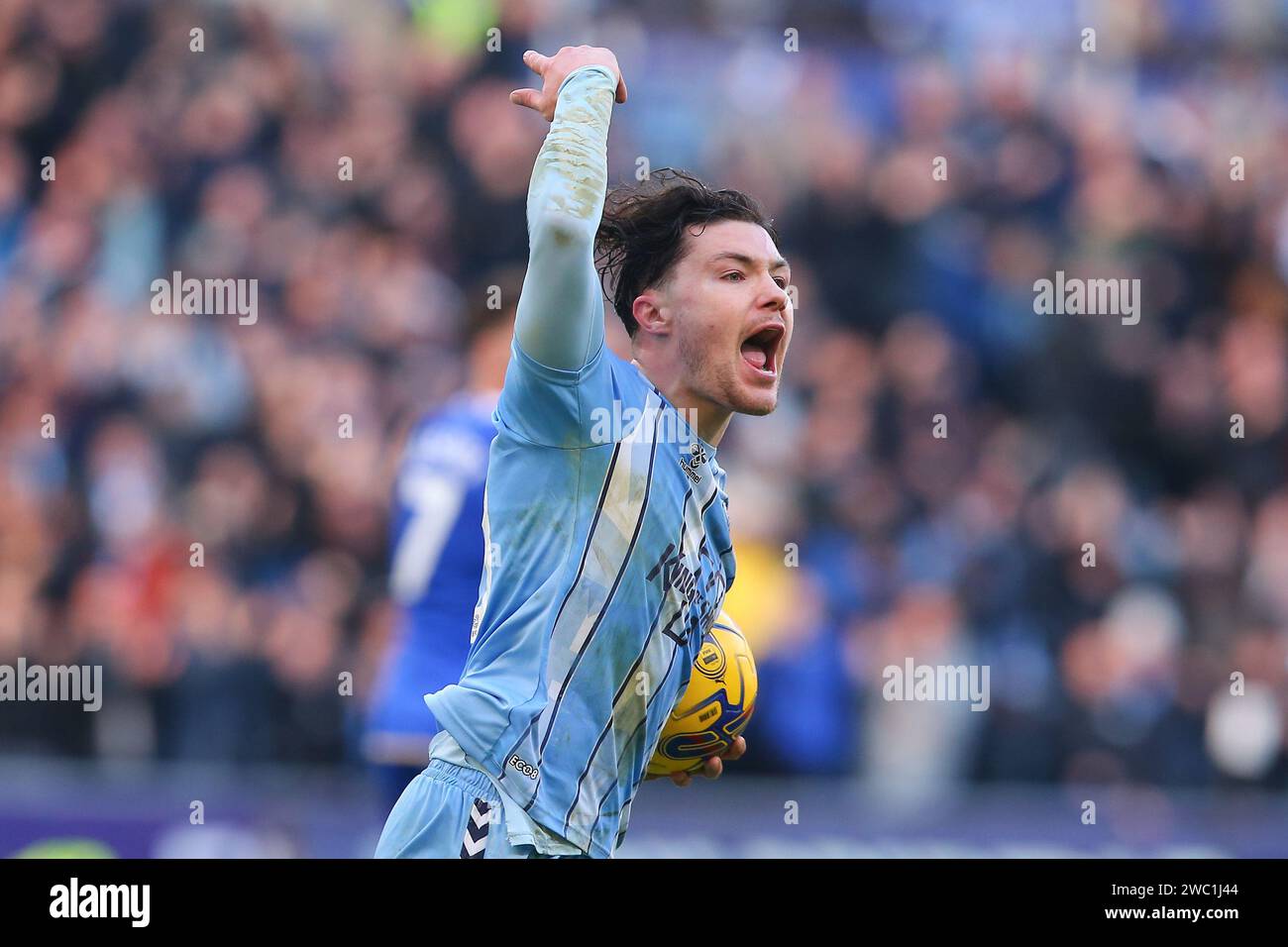 Coventry, UK. 13th Jan, 2024. Callum O'Hare of Coventry City celebrates ...