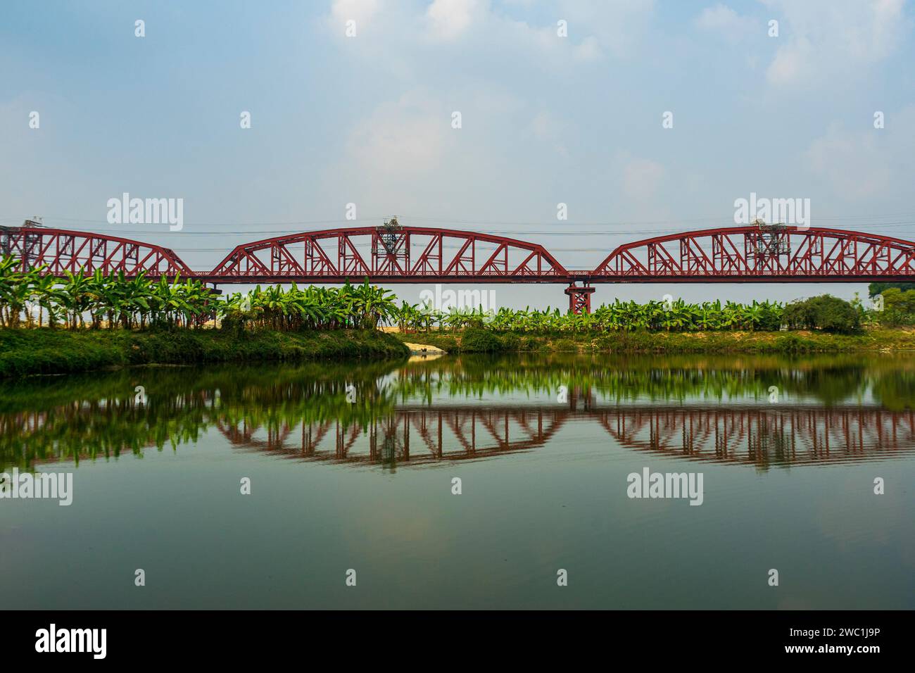 Hardinge Bridge steel railway truss bridge over the Padma River ...
