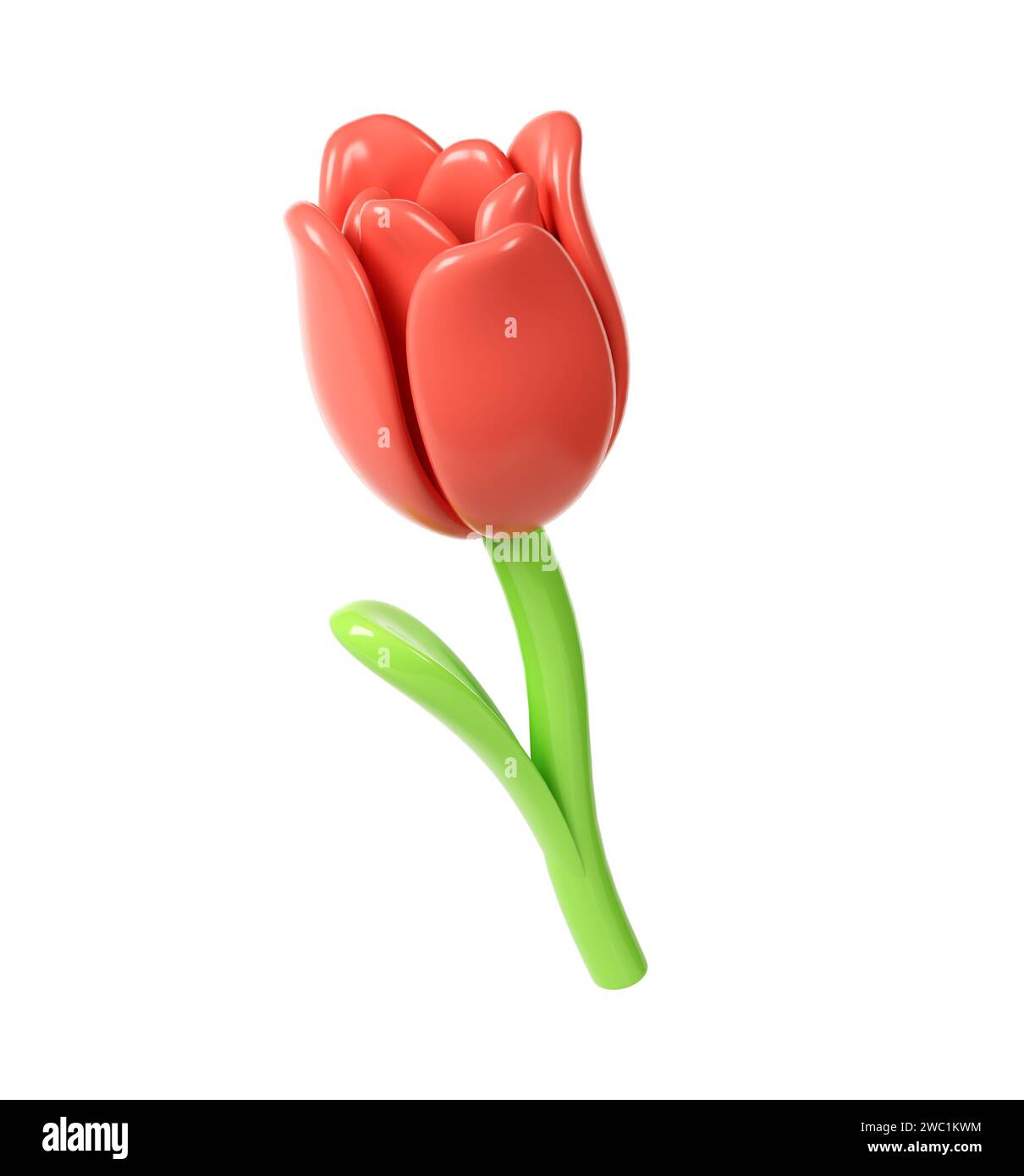 3d Red Tulip Flower Cartoon Style for Bouquet or Decoration. Love ...