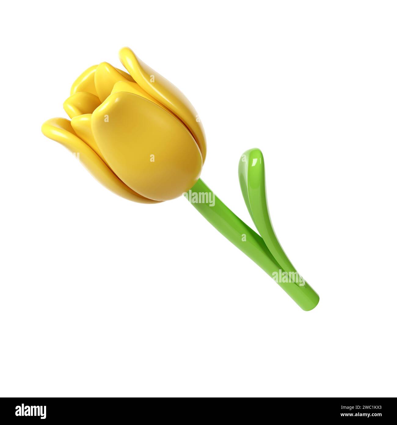 3d Yellow Tulip Flower Cartoon Style for Bouquet or Decoration. Love Valentine romantic design ...