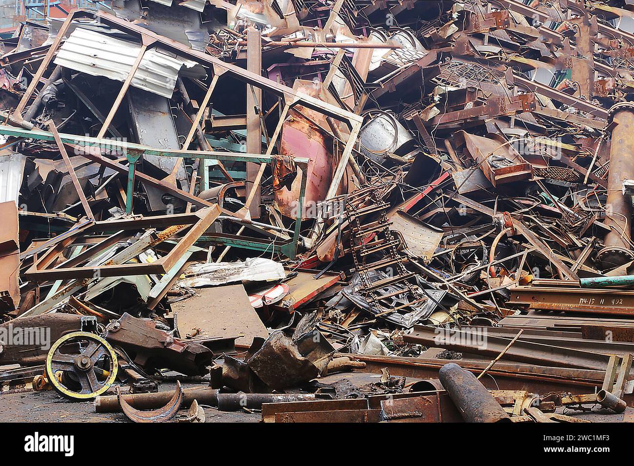 Scrap yard, metal for recycling. Abstract background from scrap metal ...