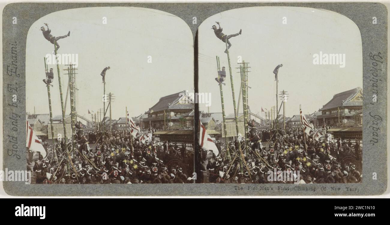 New Year's celebration with firefighters in Japan, T. Enami, 1900 ...