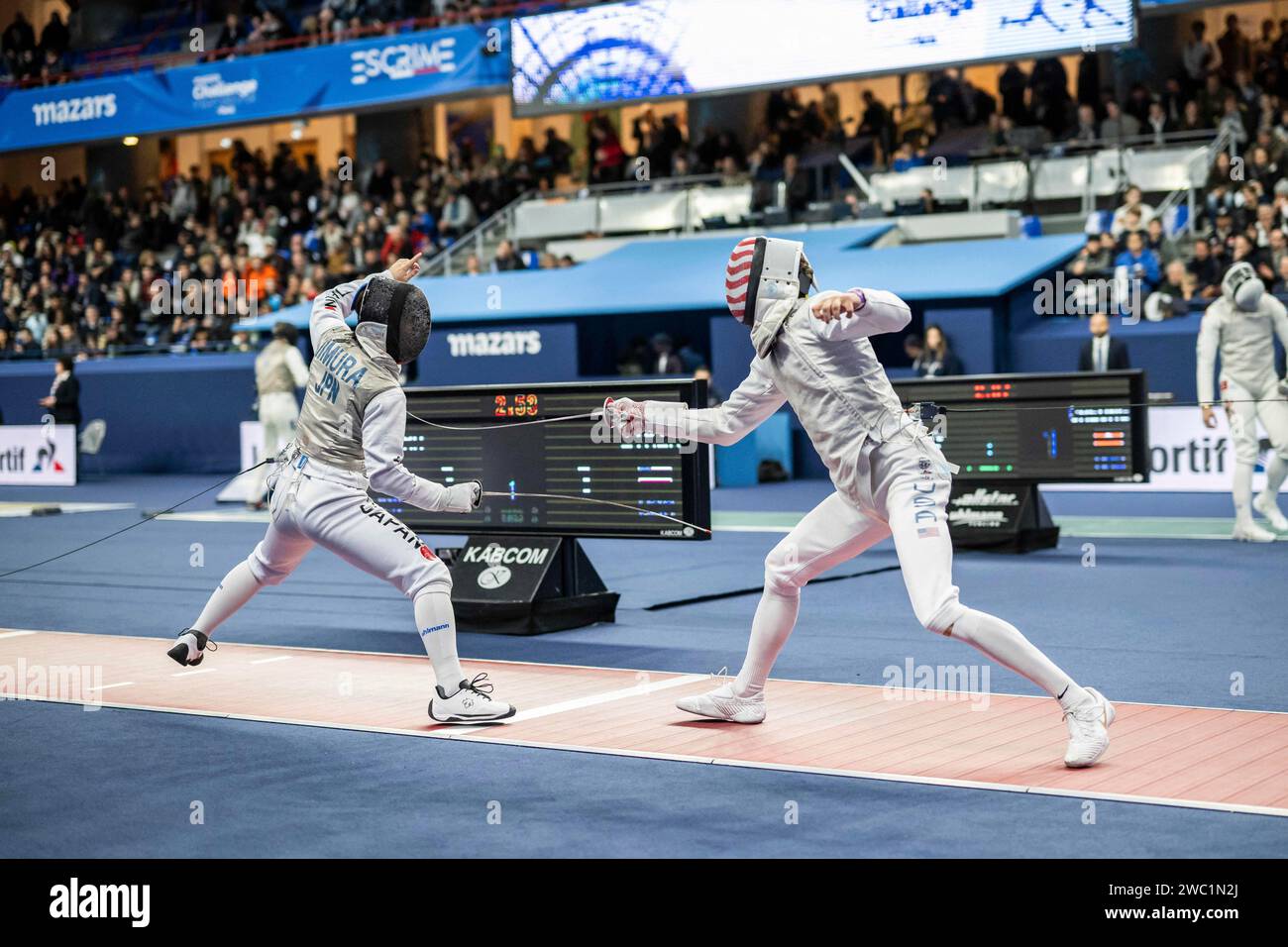 Paris, France. 13th Jan, 2024. Fencing Match (FOIL) between ITKIN Nick ...