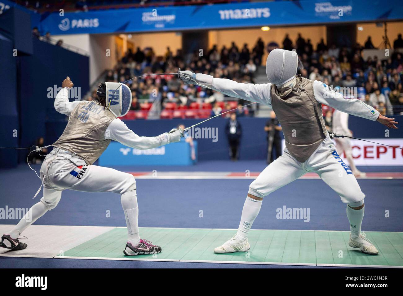 Paris, France. 13th Jan, 2024. Fencing Match (FOIL) between LEFORT Enzo ...