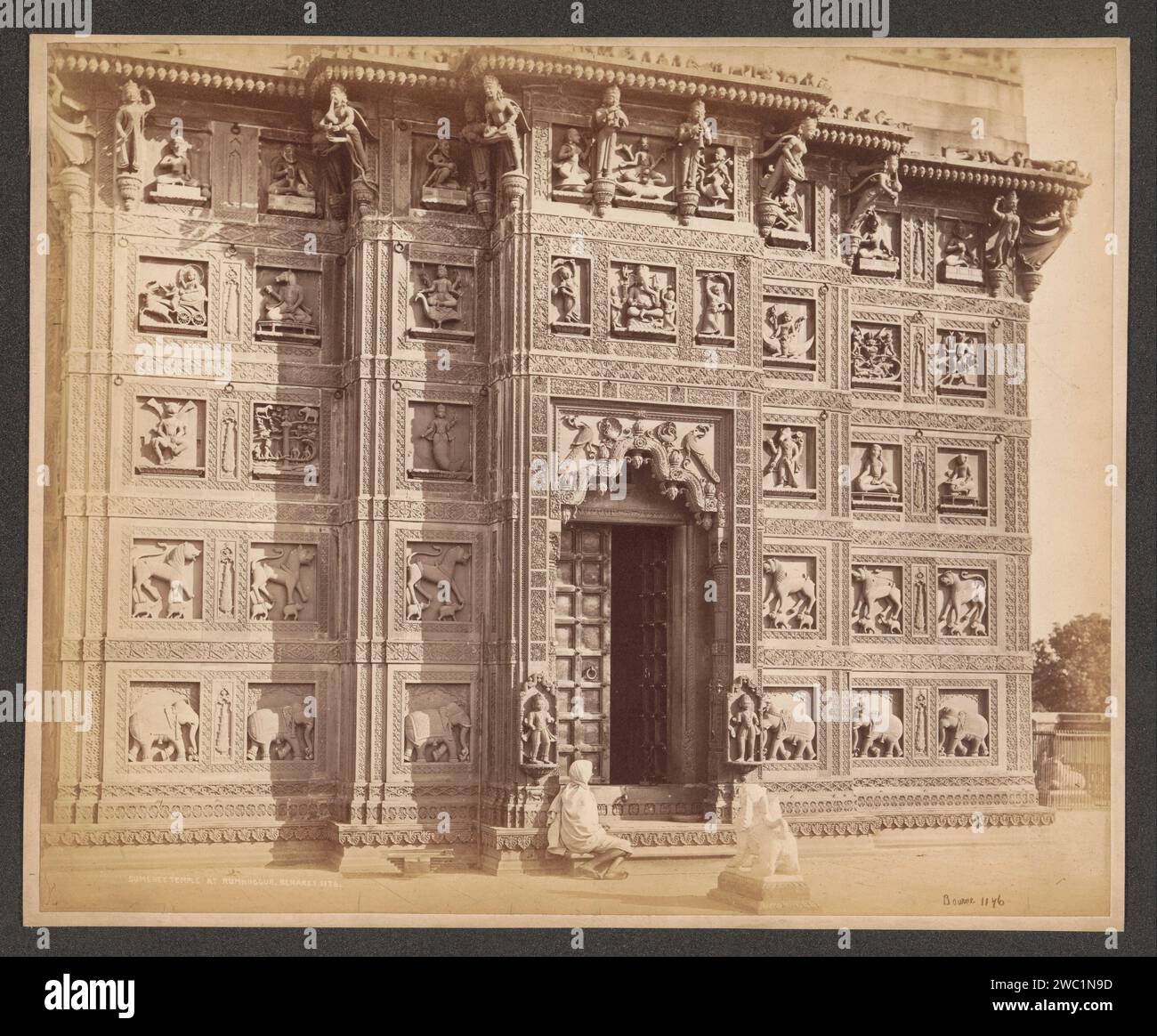 Decorated entrance of the Durga temple at Ramnagar near Varanasi, Uttar ...